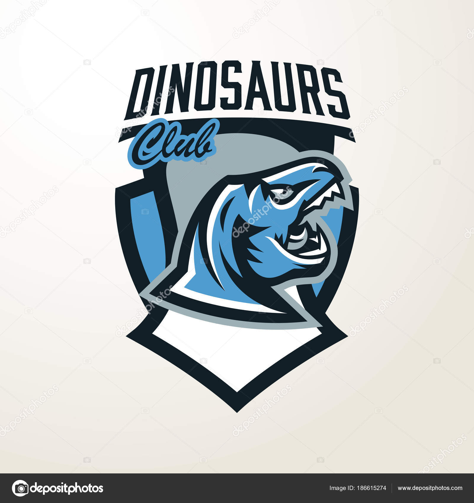 Emblem, klistermärke, badge, dinosaurie huvud logotypen. Predator ...