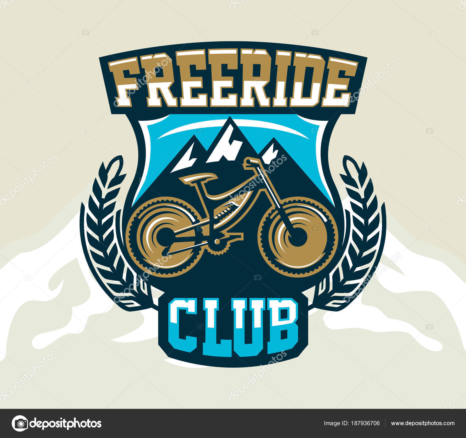 Logo mountain bike. The emblem of the bicycle and the mountains ...