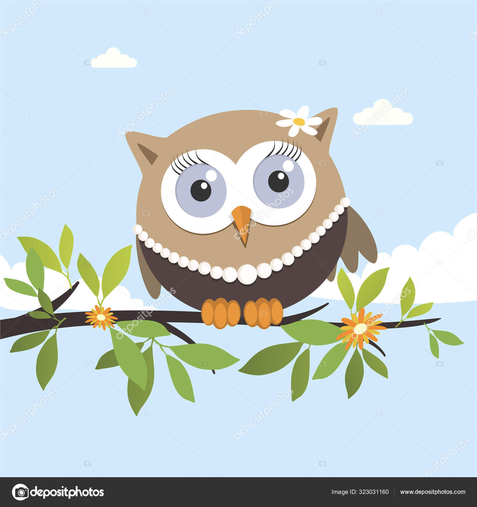 Female Owl Spring Day Vector Illustration Stock Vector by ©Imaagio ...