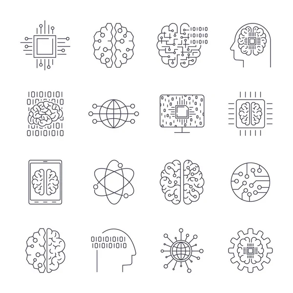 AI and IoT icons set. Symbols in flat outline design. EPS10. Stock ...