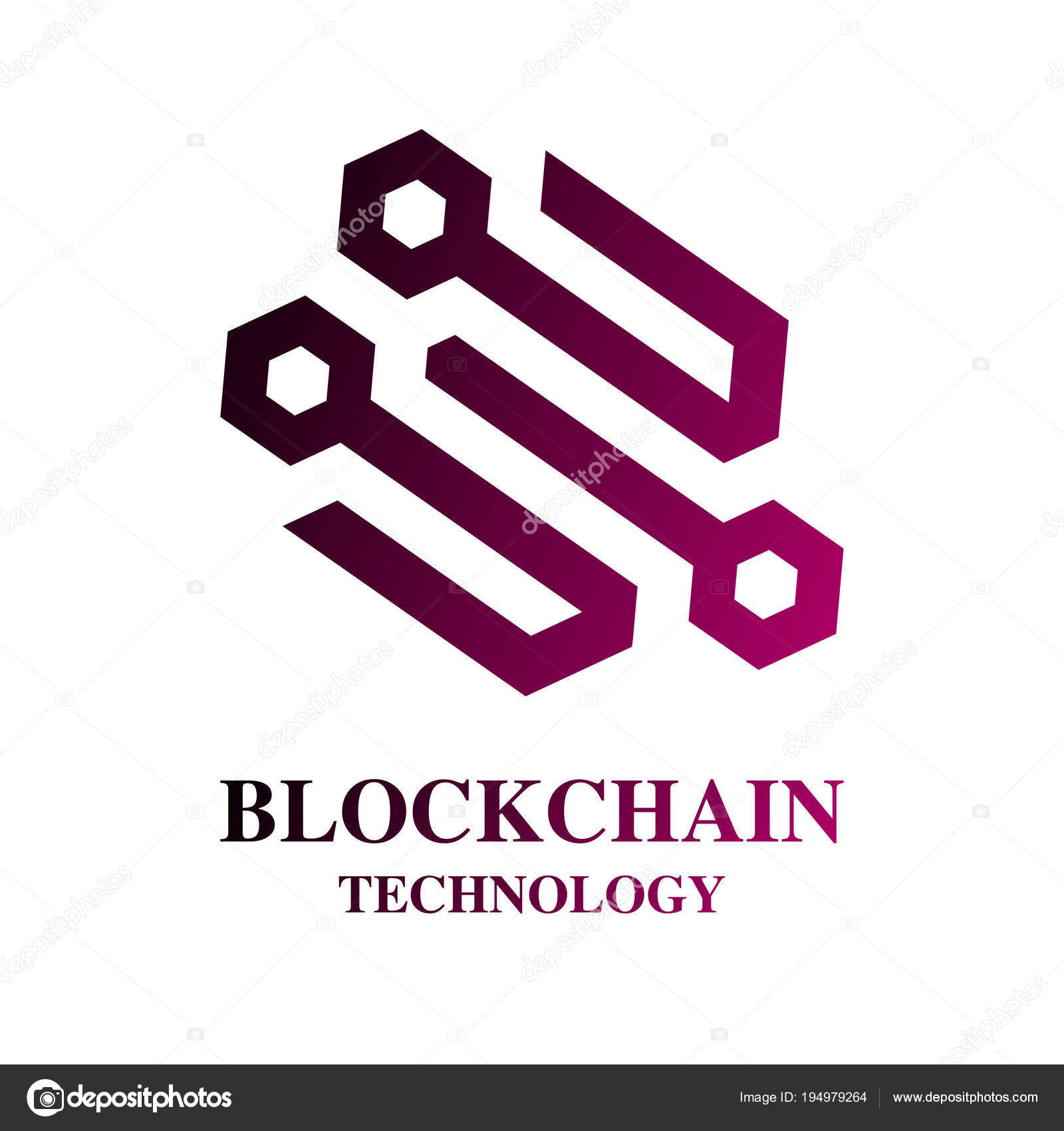 Blockchain Cryptocurrency Logo. Modern computer network technology sign ...