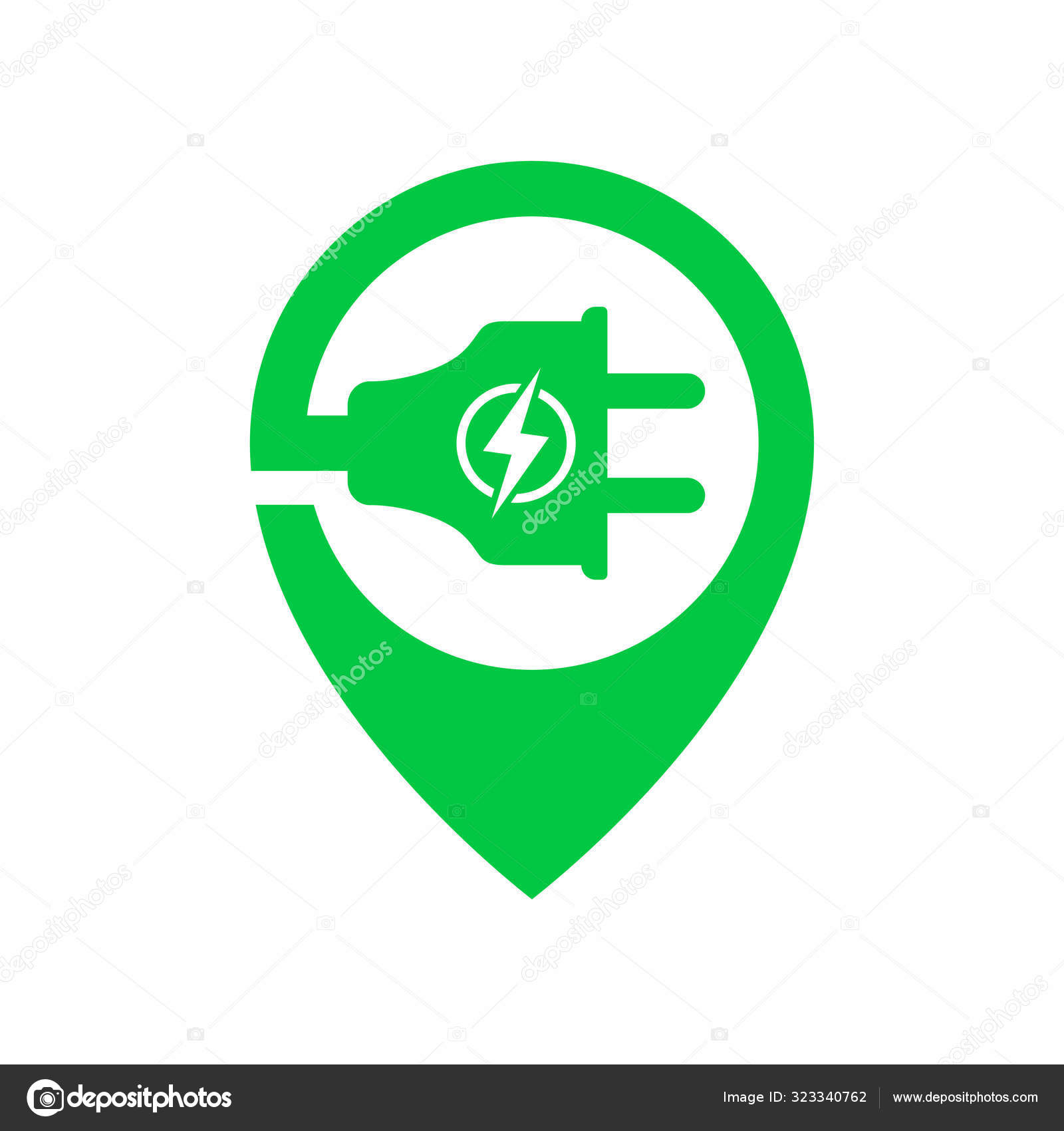 Logo for Electric car chargering station with plug icon inside location ...