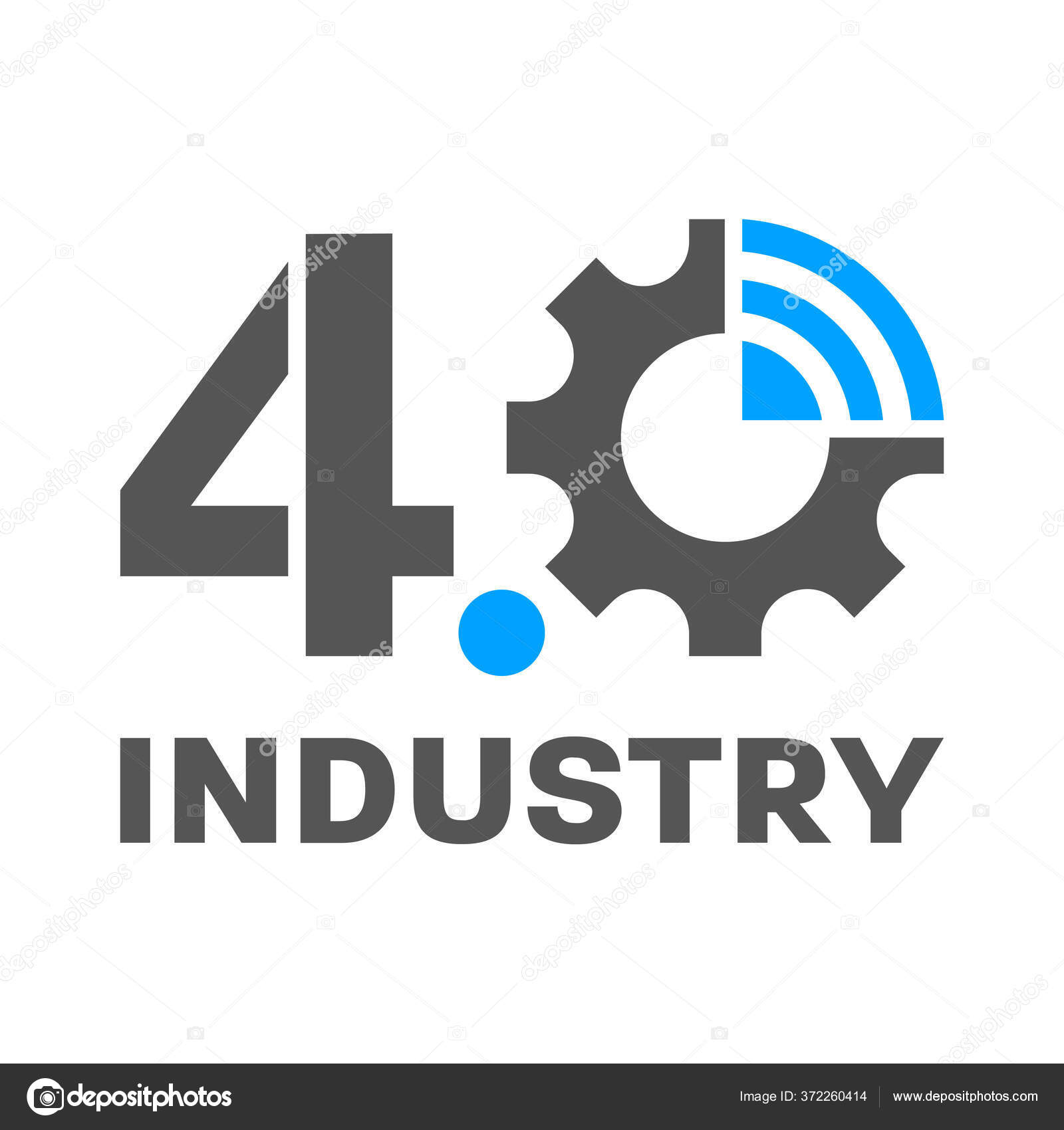 Industry 4.0 smart factory concept logo, gear and wireless - symbolize ...
