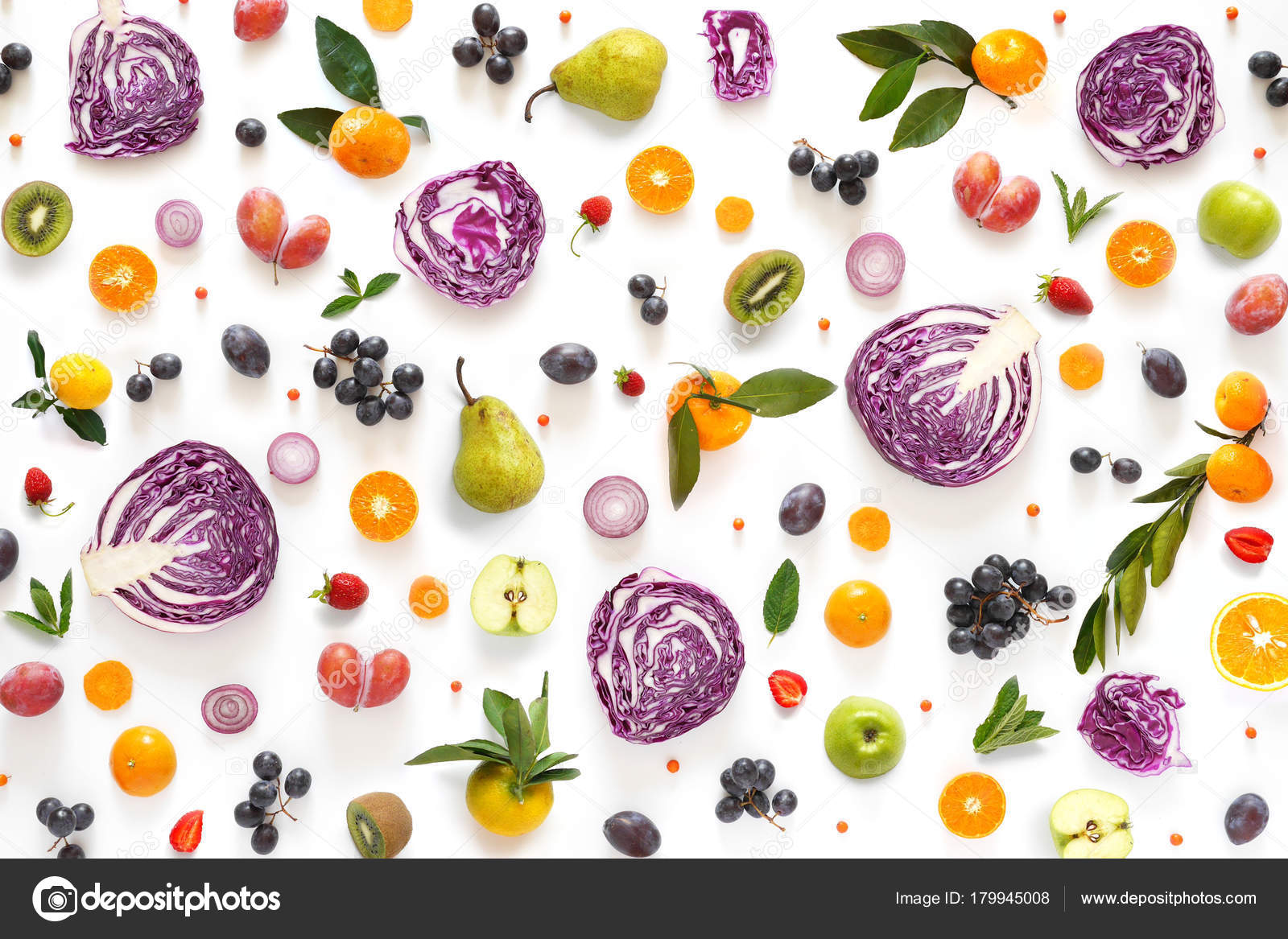 Renkli Meyve Sebzeler Üzerinde Beyaz Arka Plan Ile Seamless Modeli ...