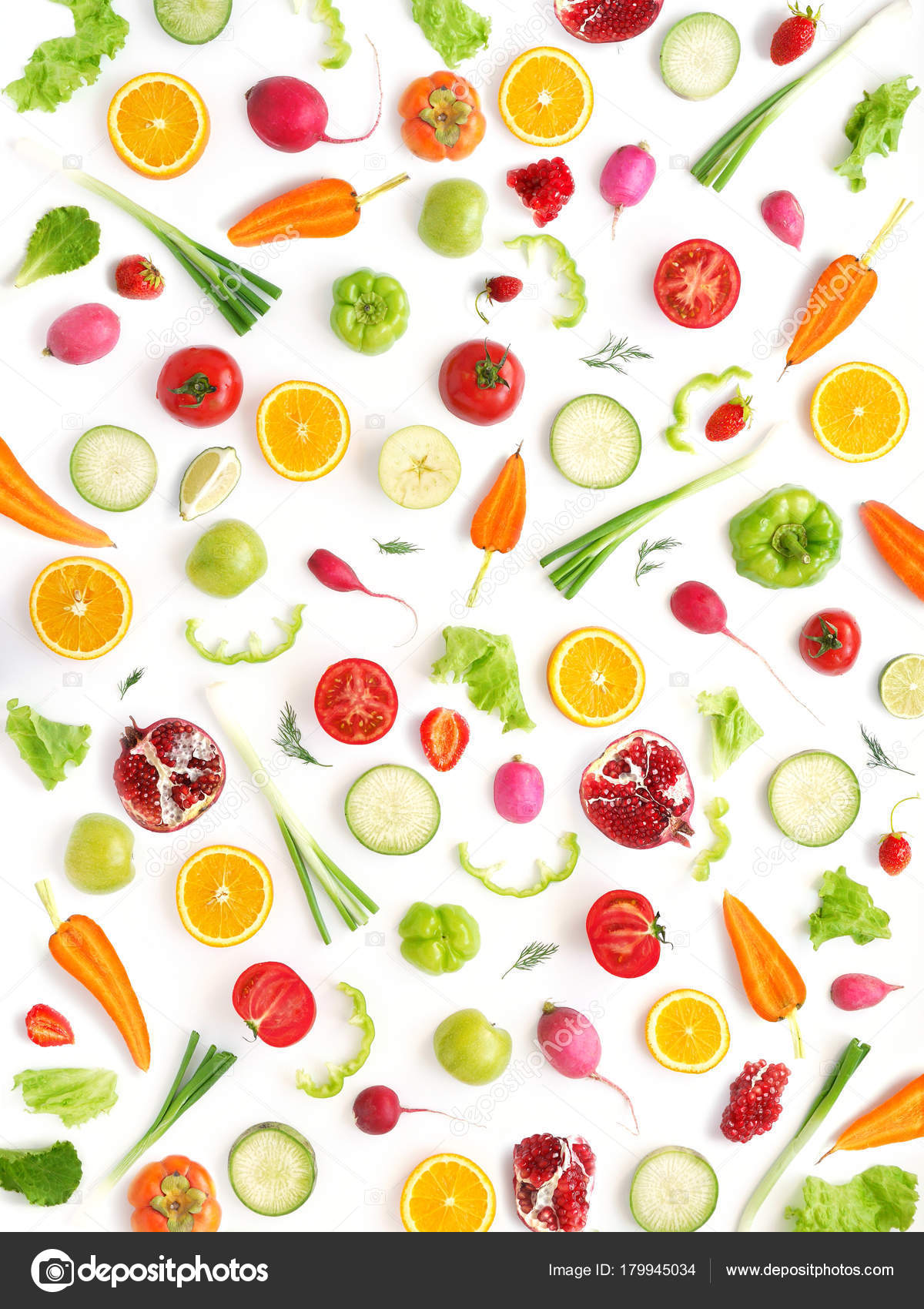 Seamless Pattern Color Fruits Vegetables White Background — Stock Photo ...