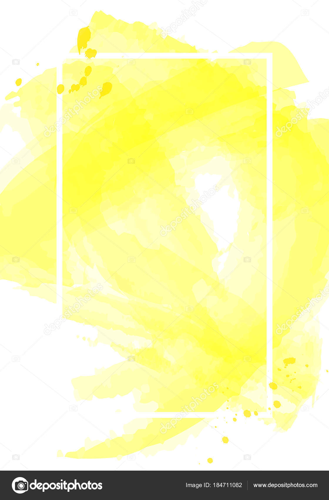 Yellow watercolor abstract blank poster template background text Stock ...