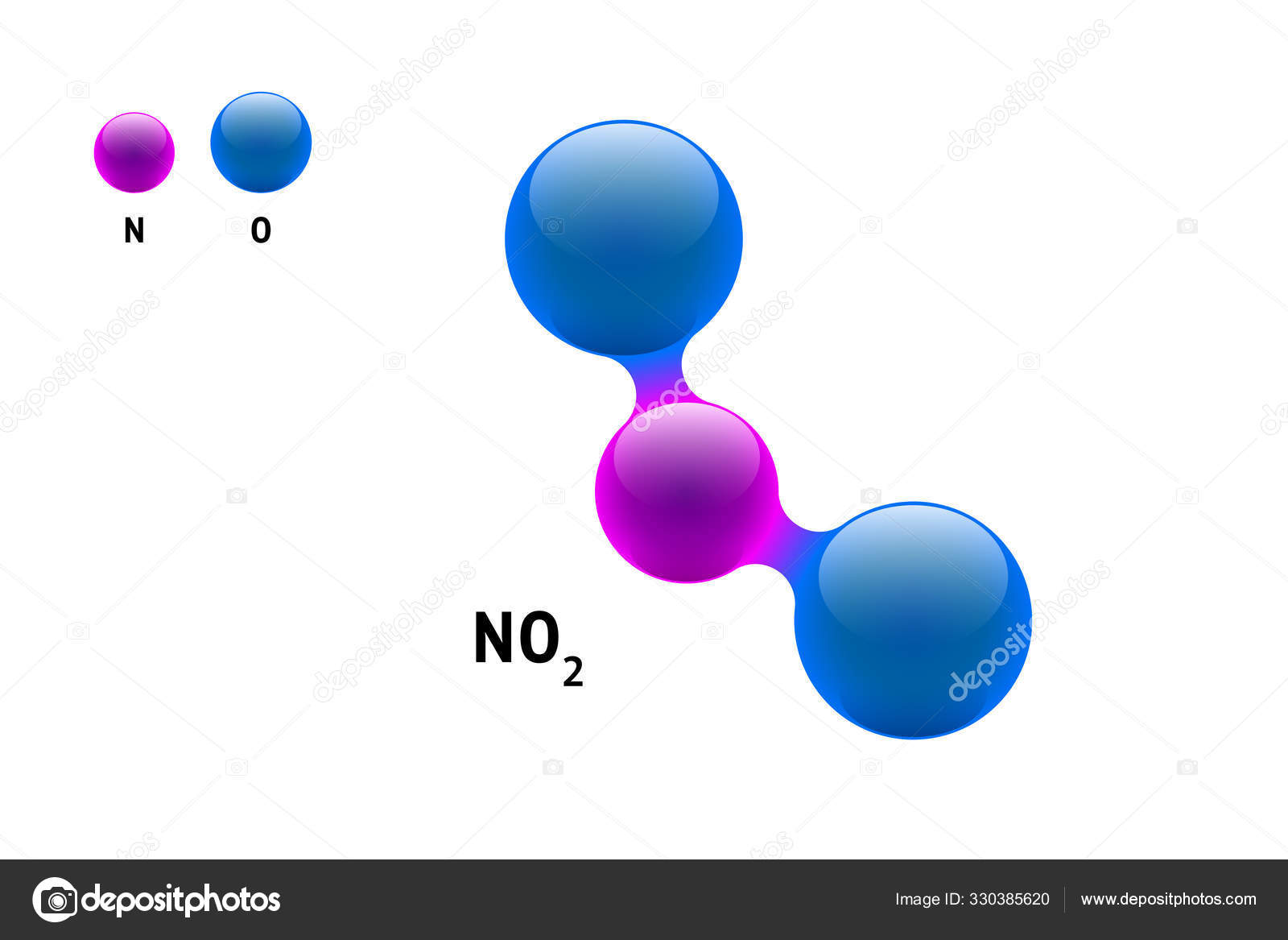 Chemistry model molecule nitrogen dioxide NO2 scientific element ...