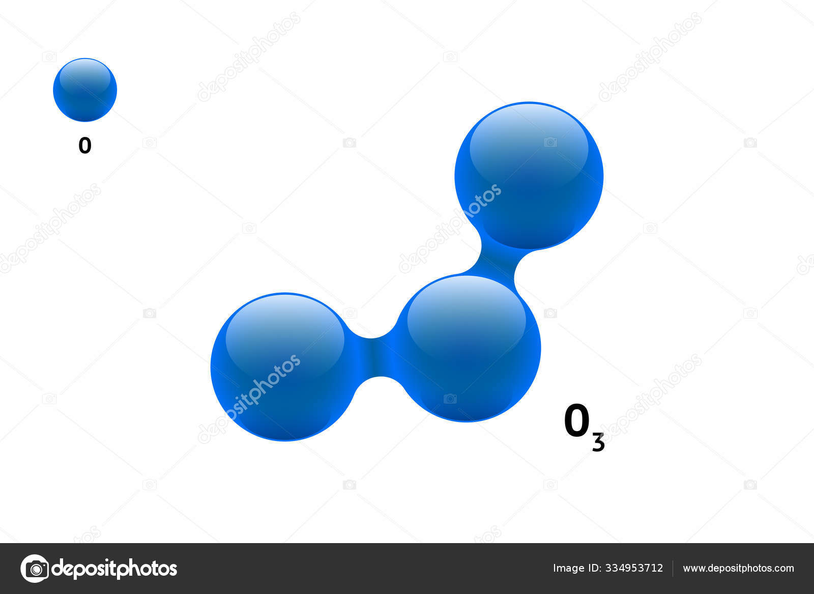 Chemistry model molecule ozone O3 gas scientific element formula ...