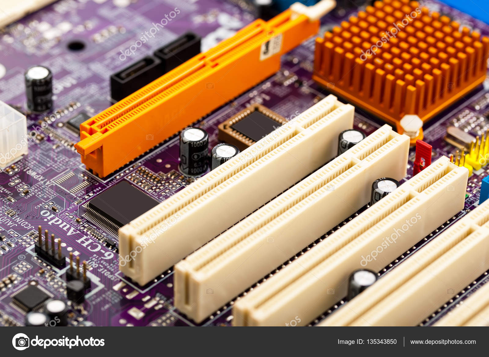Computer motherboard closeup Stock Photo by ©Kar_photo.mail.ru 135343850