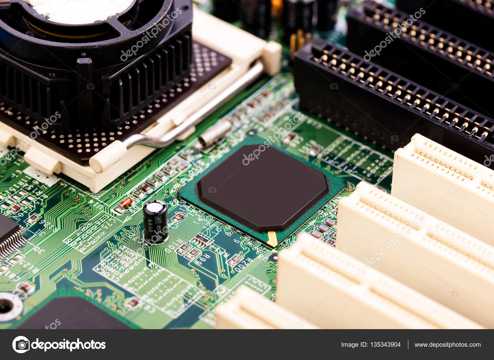 Computer motherboard closeup Stock Photo by ©Kar_photo.mail.ru 135343904