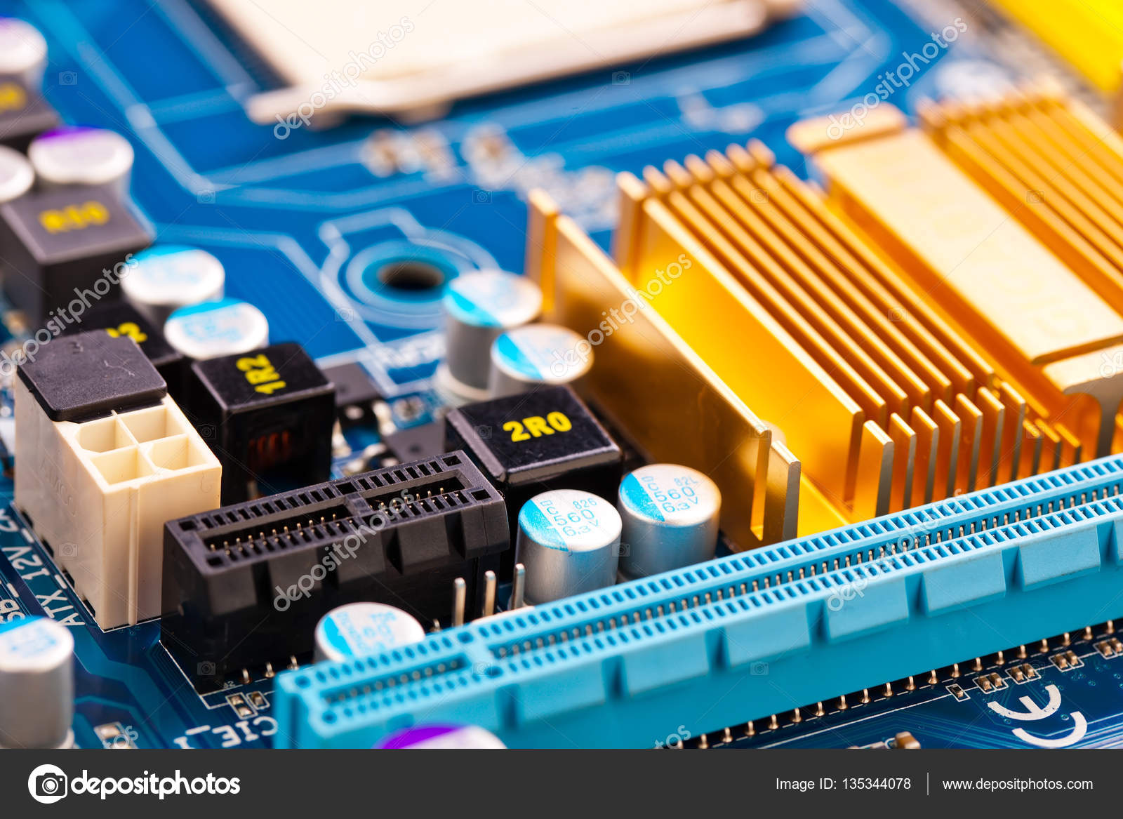 Computer motherboard closeup Stock Photo by ©Kar_photo.mail.ru 135344078
