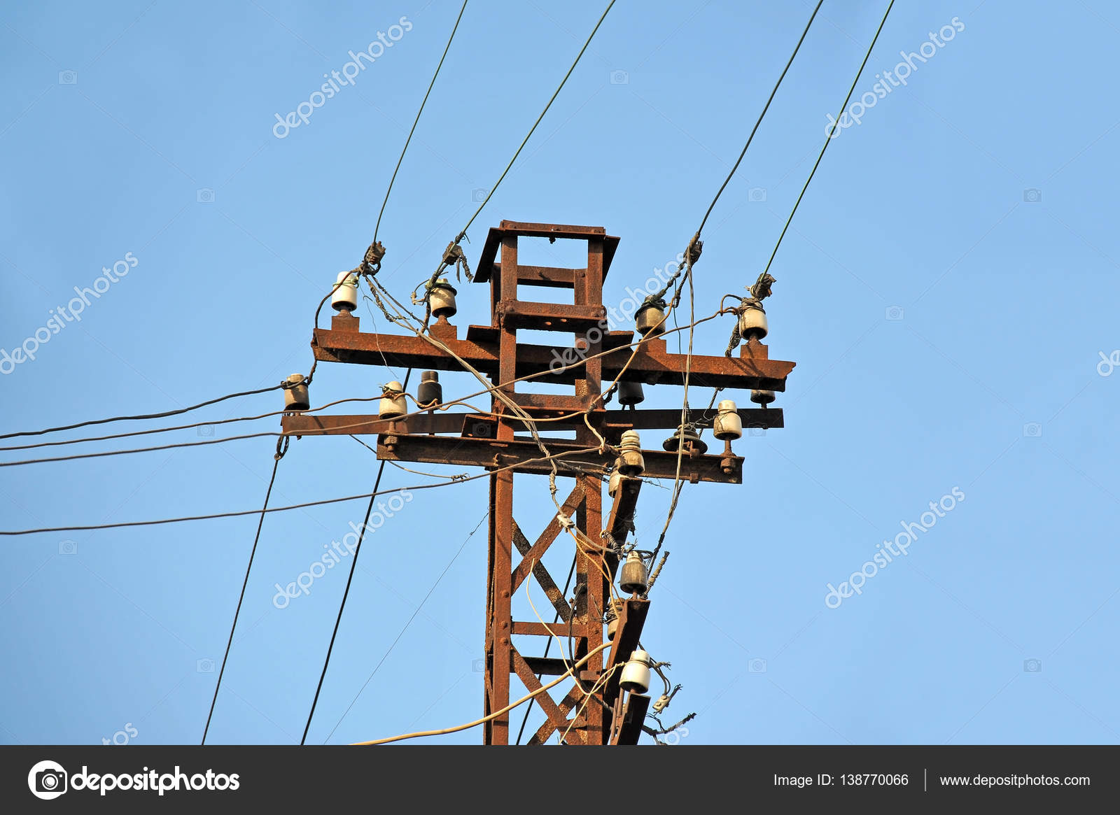Old power lines pylon ⬇ Stock Photo, Image by © unkas #138770066