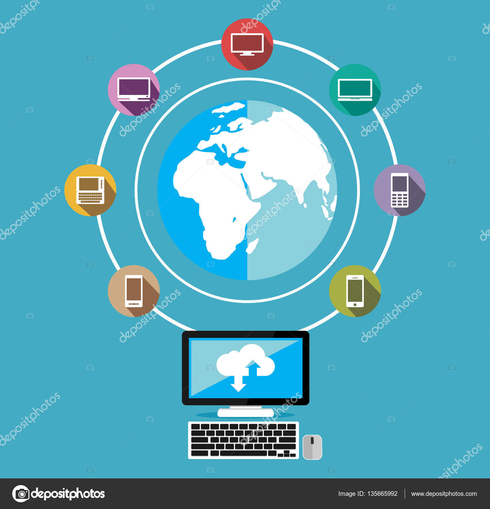 Concepto de conectividad. Dispositivos conectados a través del concepto ...