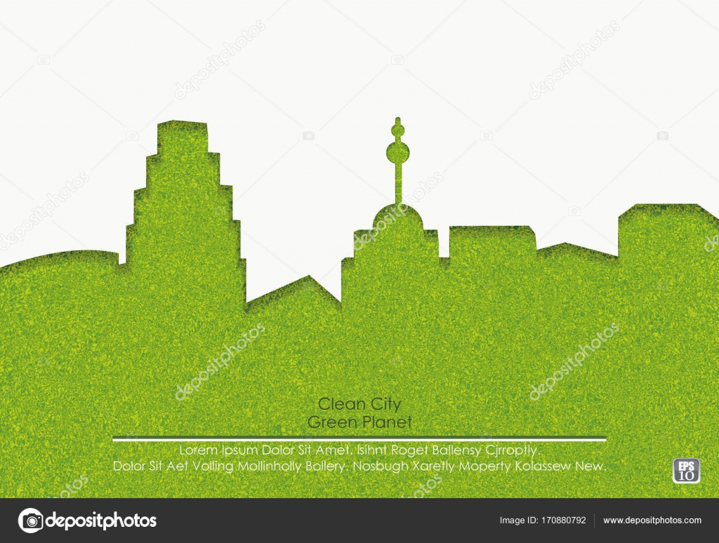 City Shape Silhouette with grass texture background Stock Vector by ...