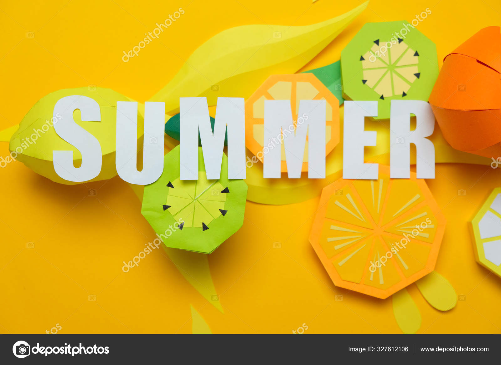 Letter summer cut from paper with tropical fruit paper Stock Photo by ...