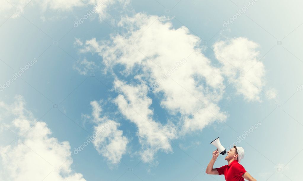 Guy making announcement — Stock Photo © Khakimullin #126925490