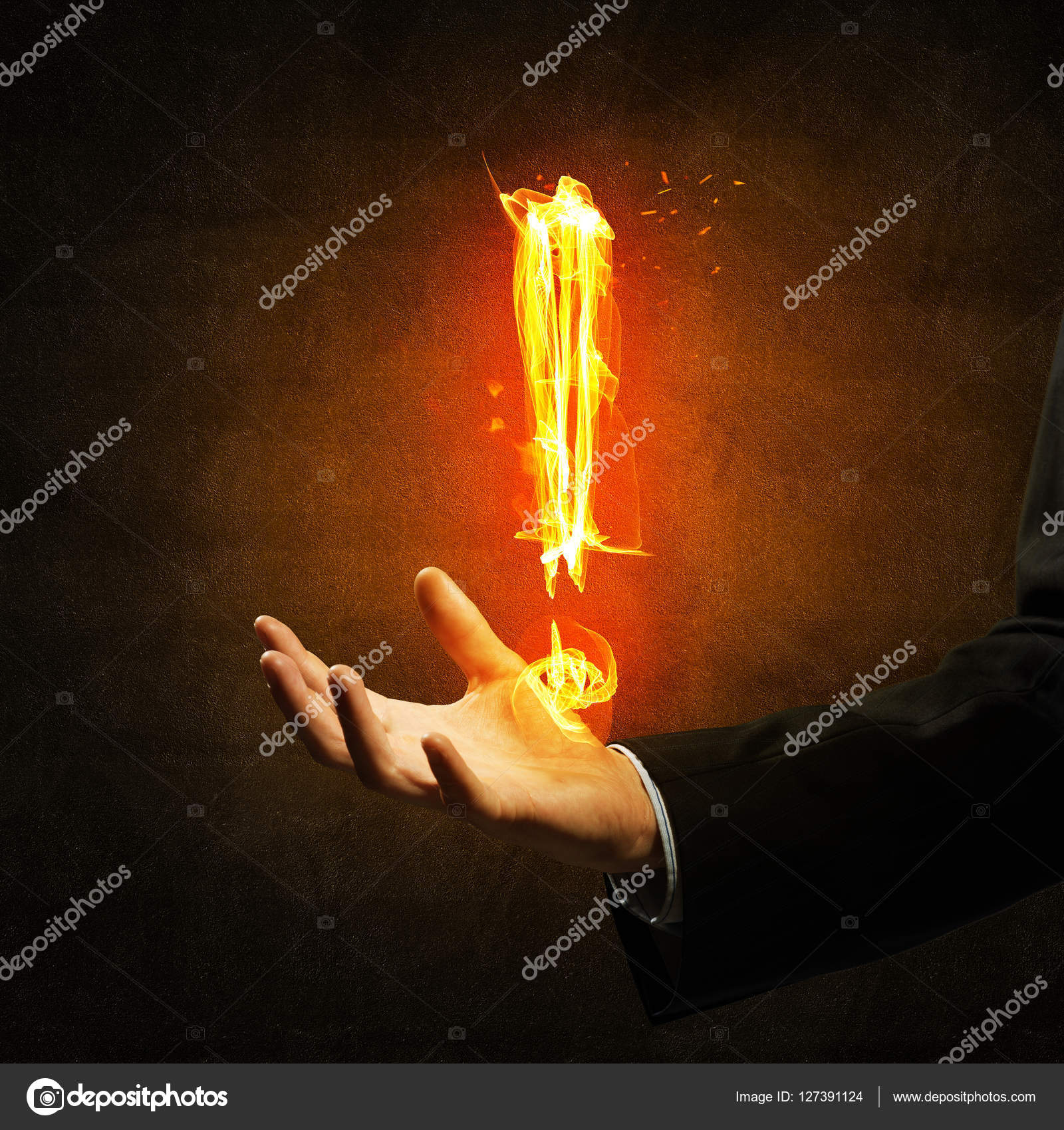 Glowing exclamation mark symbol Stock Photo by ©Khakimullin 127391124