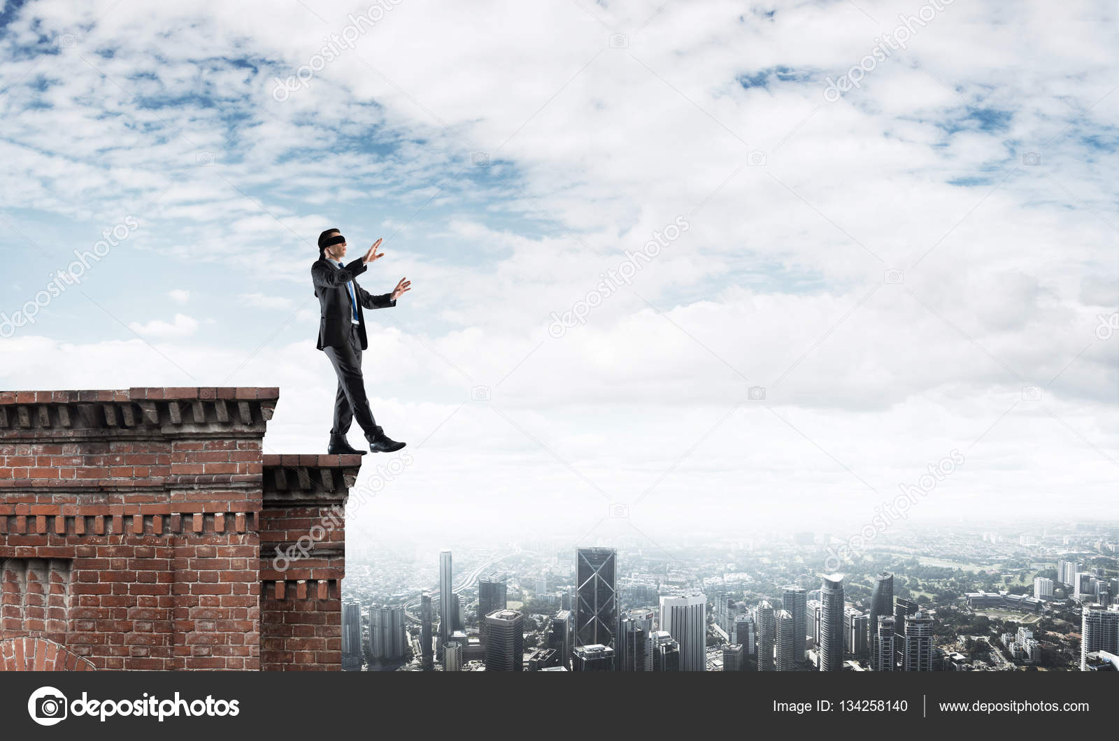 Businessman with blindfolder on eyes — Stock Photo © Khakimullin #134258140