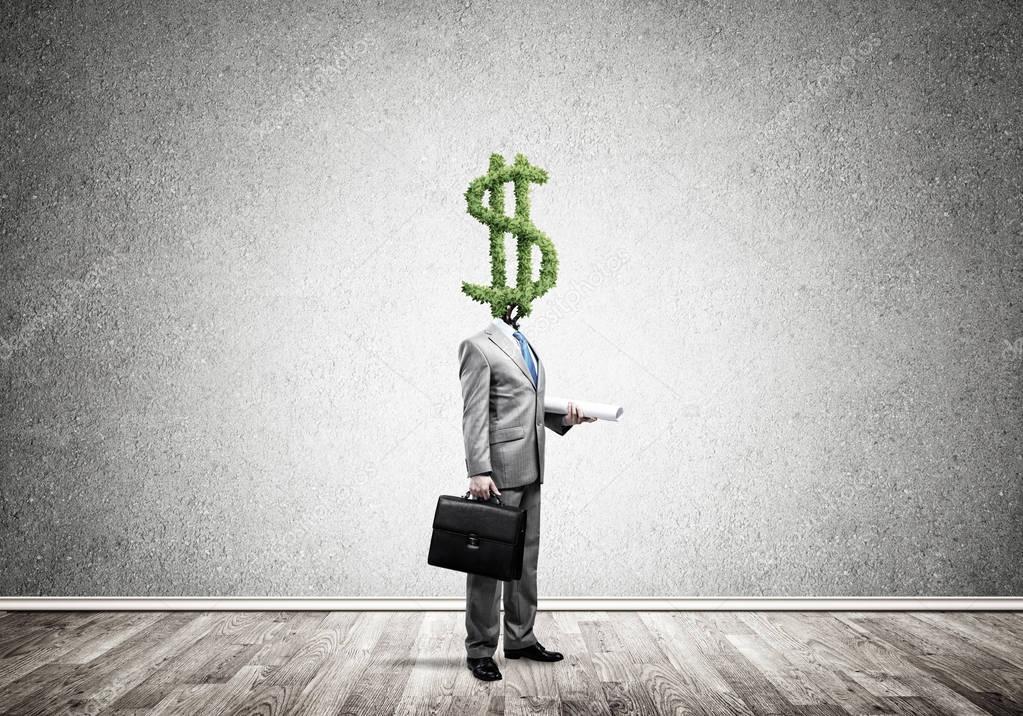 Empresario sin rostro con signo de dólar 2024