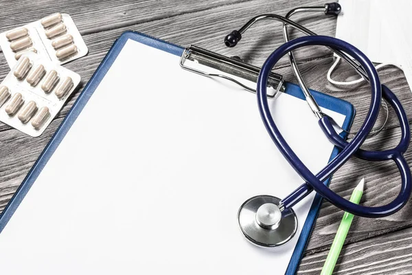 Doctors wooden table - Stock Image - Everypixel