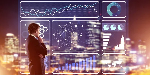 Businessman working with virtual panel Stock Photo by ©Khakimullin ...