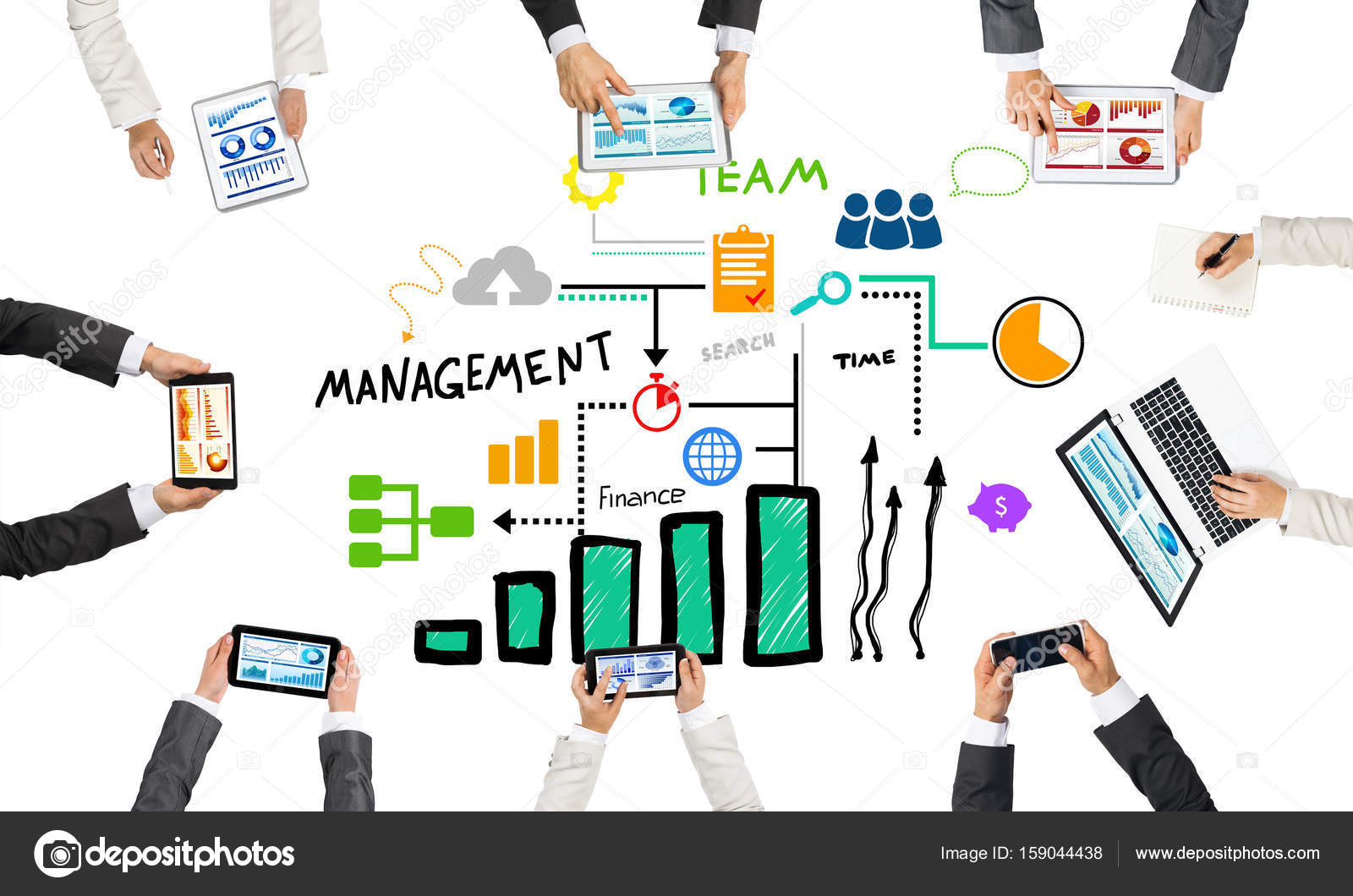 Group of people with devices — Stock Photo © Khakimullin #159044438