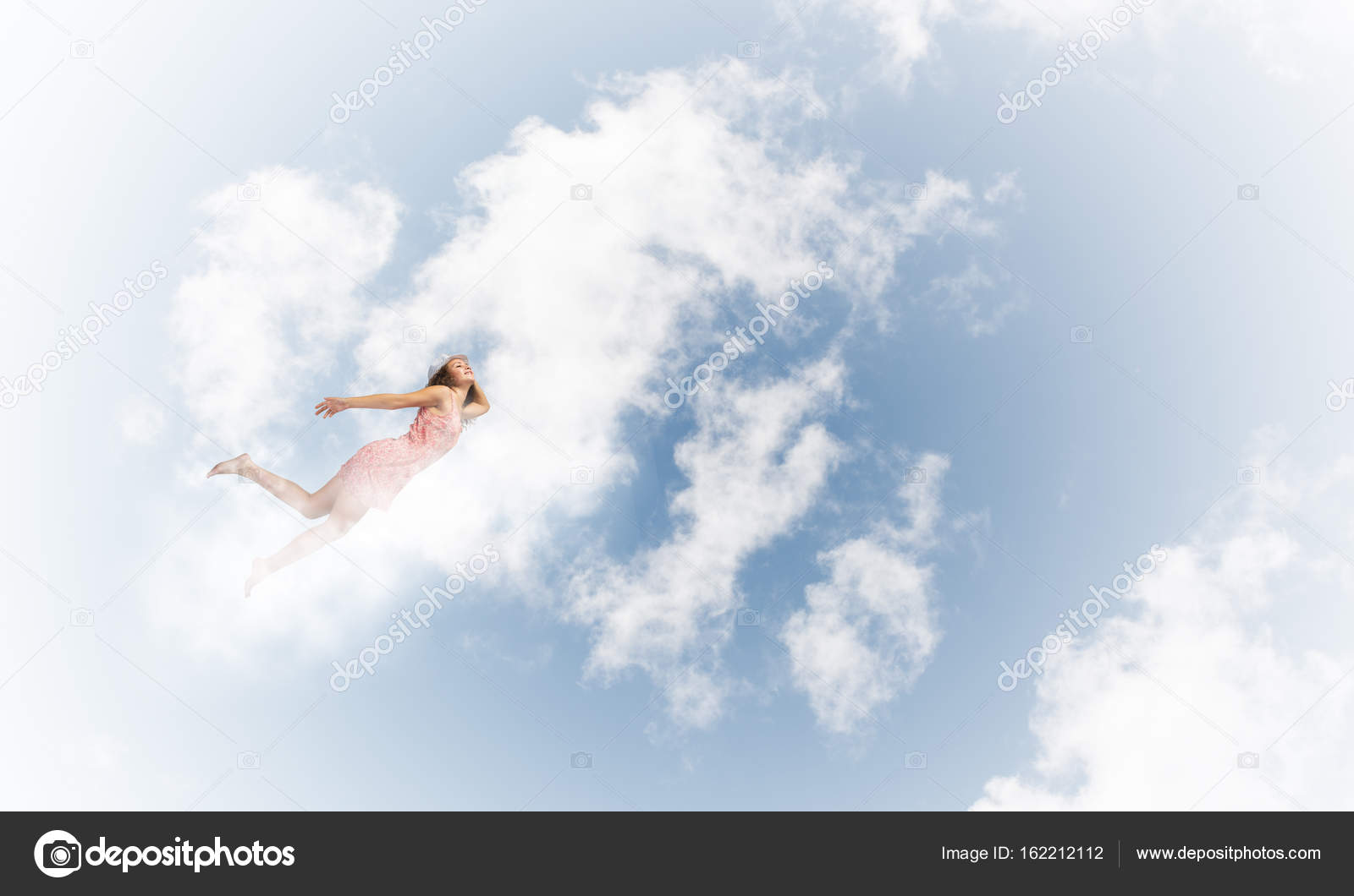 Woman Flying In The Sky