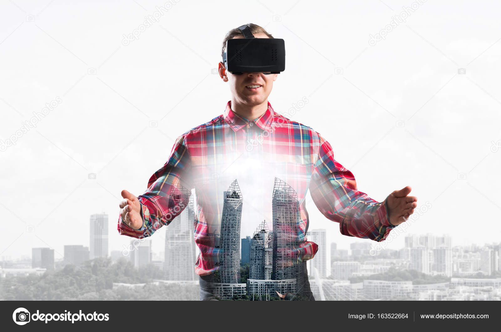 Man with virtual reality headset Stock Photo by ©Khakimullin 163522664
