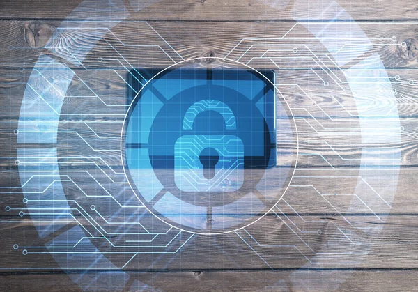 media lock icon on tablet screen - Stock Image - Everypixel