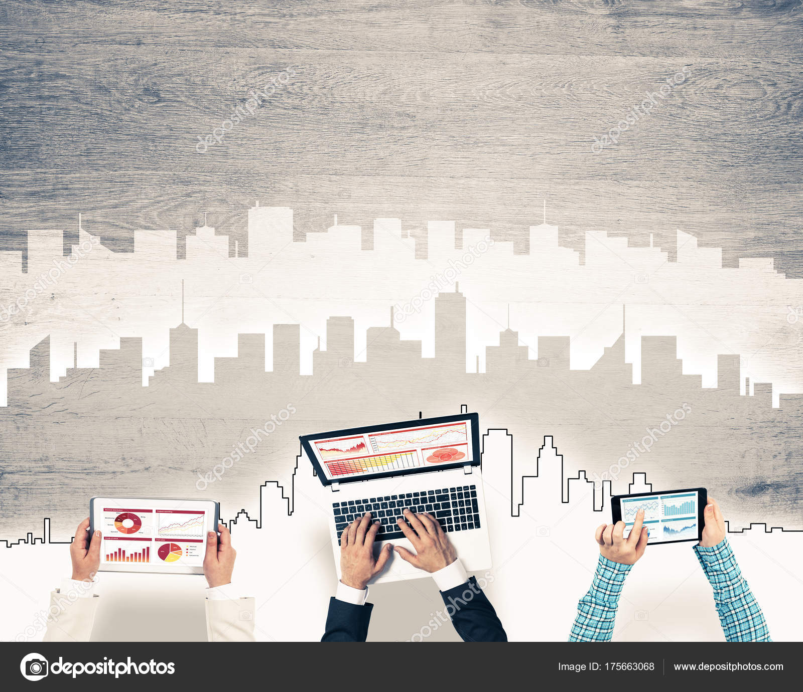 Group of people with devices in hands Stock Photo by ©Khakimullin 175663068