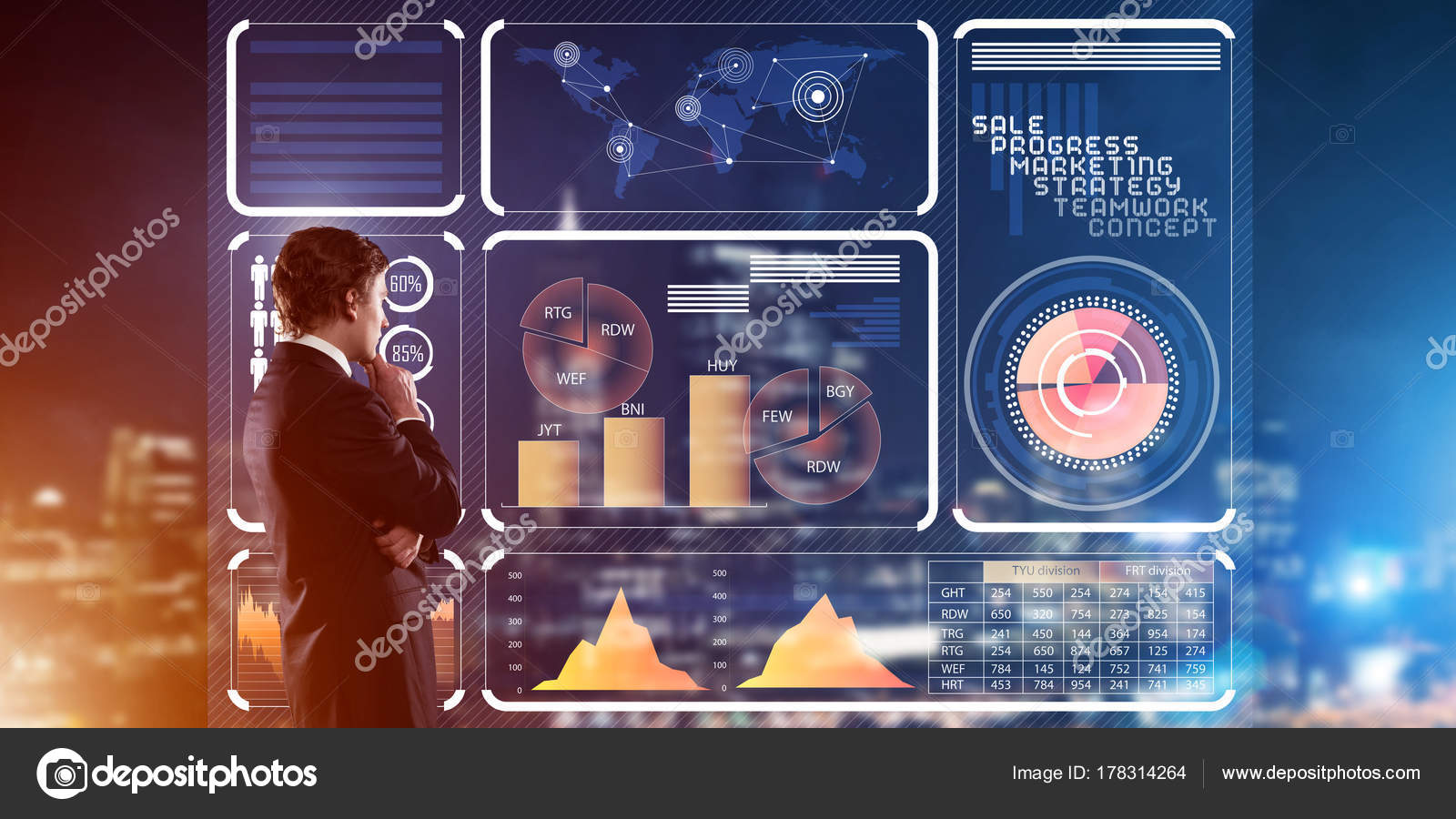 Businessman working with virtual panel Stock Photo by ©Khakimullin ...