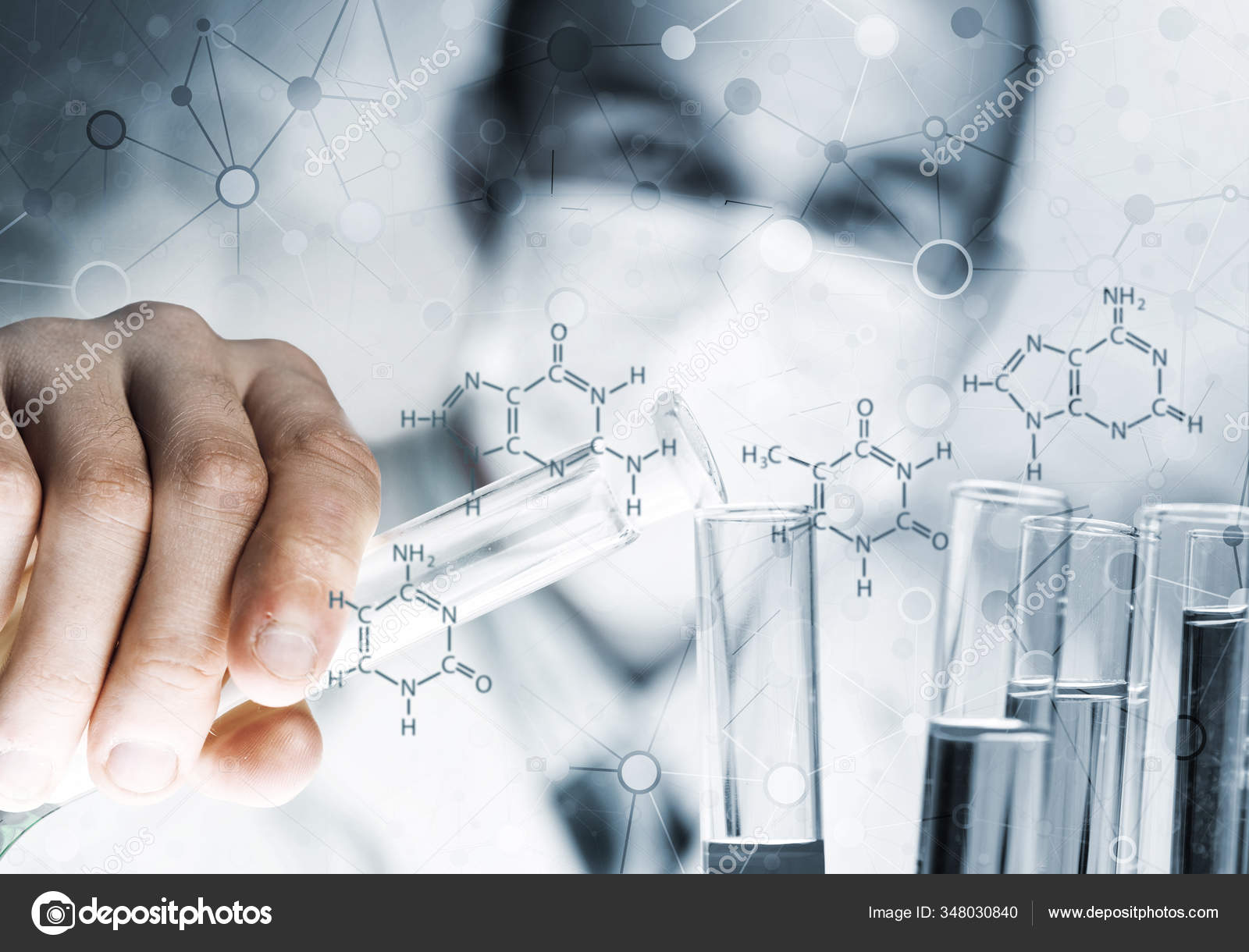 Young Scientist Mixing Reagents Glass Flask Clinical Laboratory Stock ...