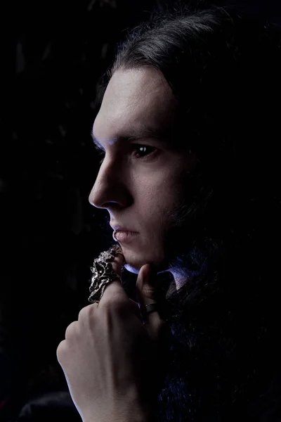 Handsome beautiful gothic man vampire Stock Photo by ©agnadevi 134594120