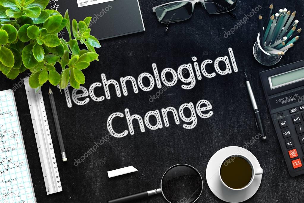 Technological Change on Black Chalkboard. 3D Rendering. Stock Photo by ...