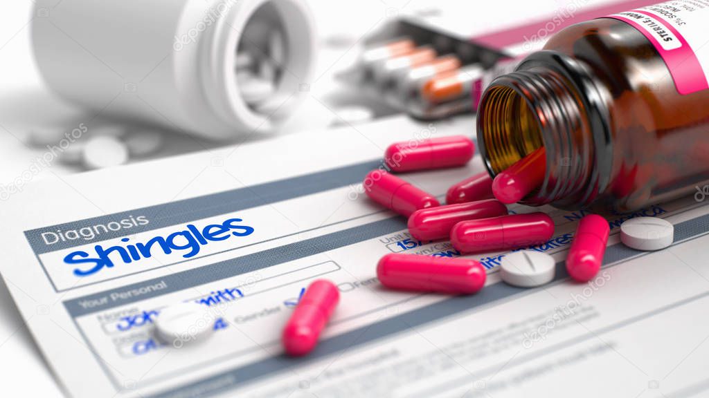Shingles - Text in Disease Extract. 3D Illustration. — Stock Photo ...