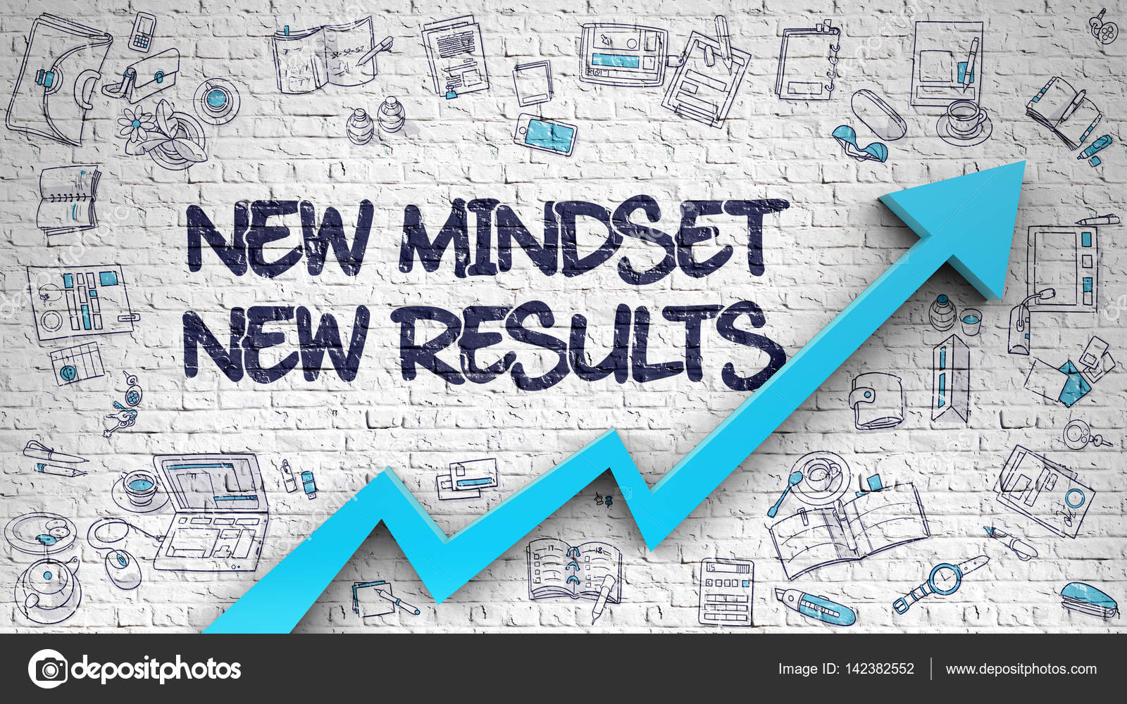 New Mindset New Results Drawn on White Brick Wall. — Stock Photo ... New Mindset New Results Drawn on White Brick Wall. — Stock Photo ...