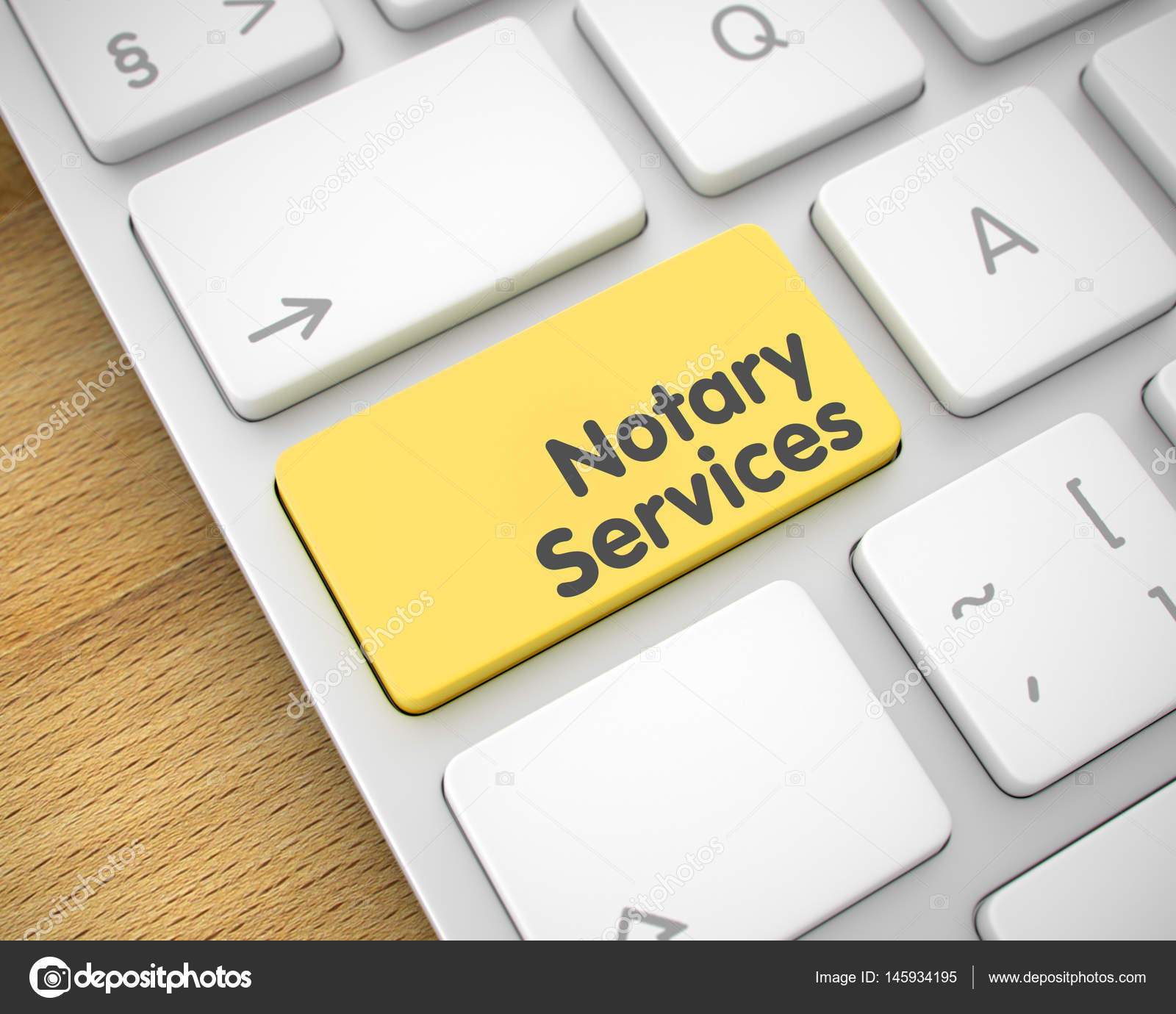 Notary Services - Text on the Yellow Keyboard Button. 3D. Stock Photo ...