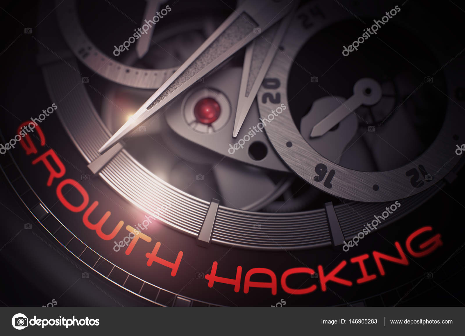 Growth Hacking on the Elegant Watch Mechanism. 3D. Stock Photo by ...