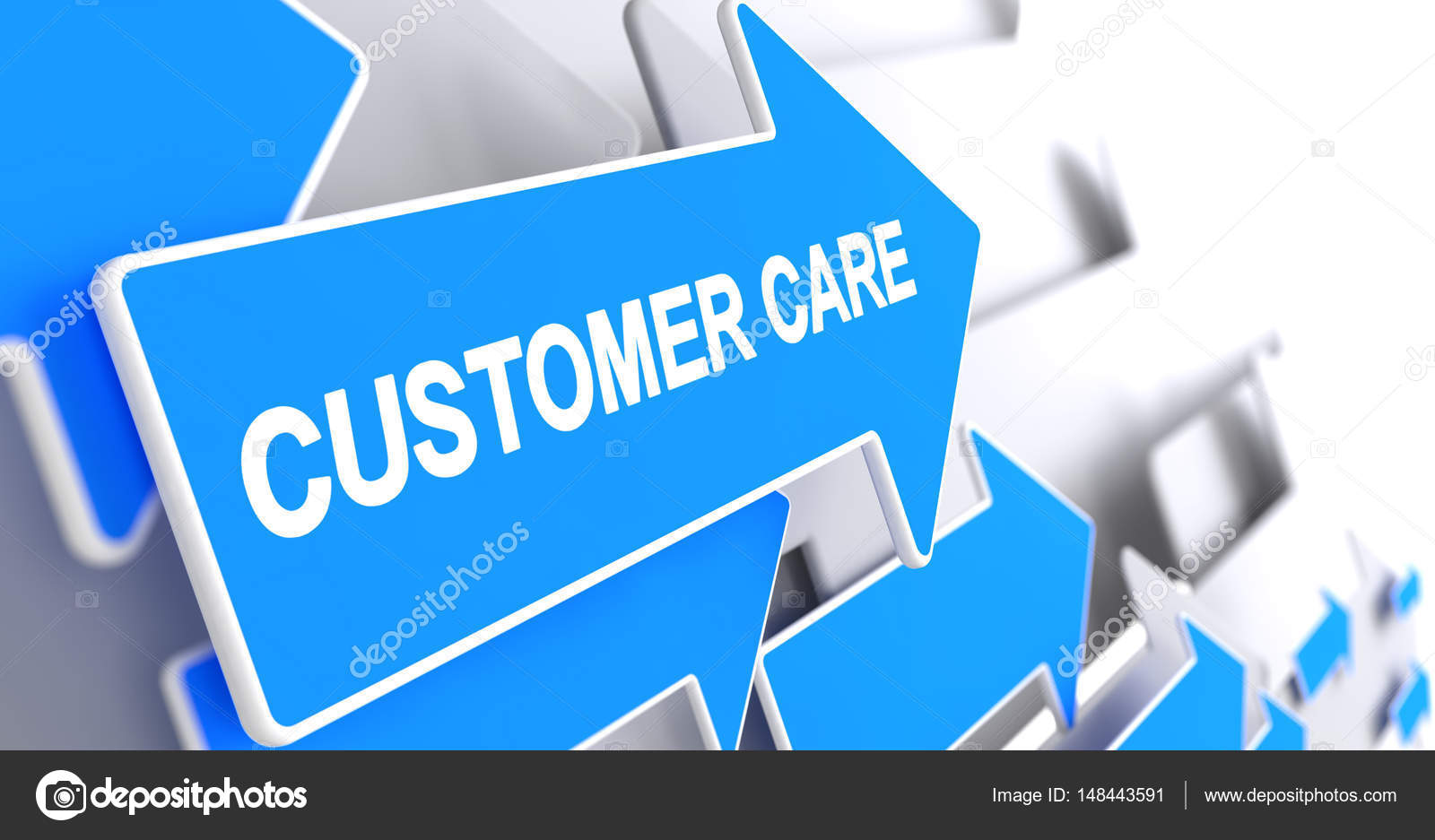 Customer Care - Text on the Blue Arrow. 3D. — Stock Photo ...