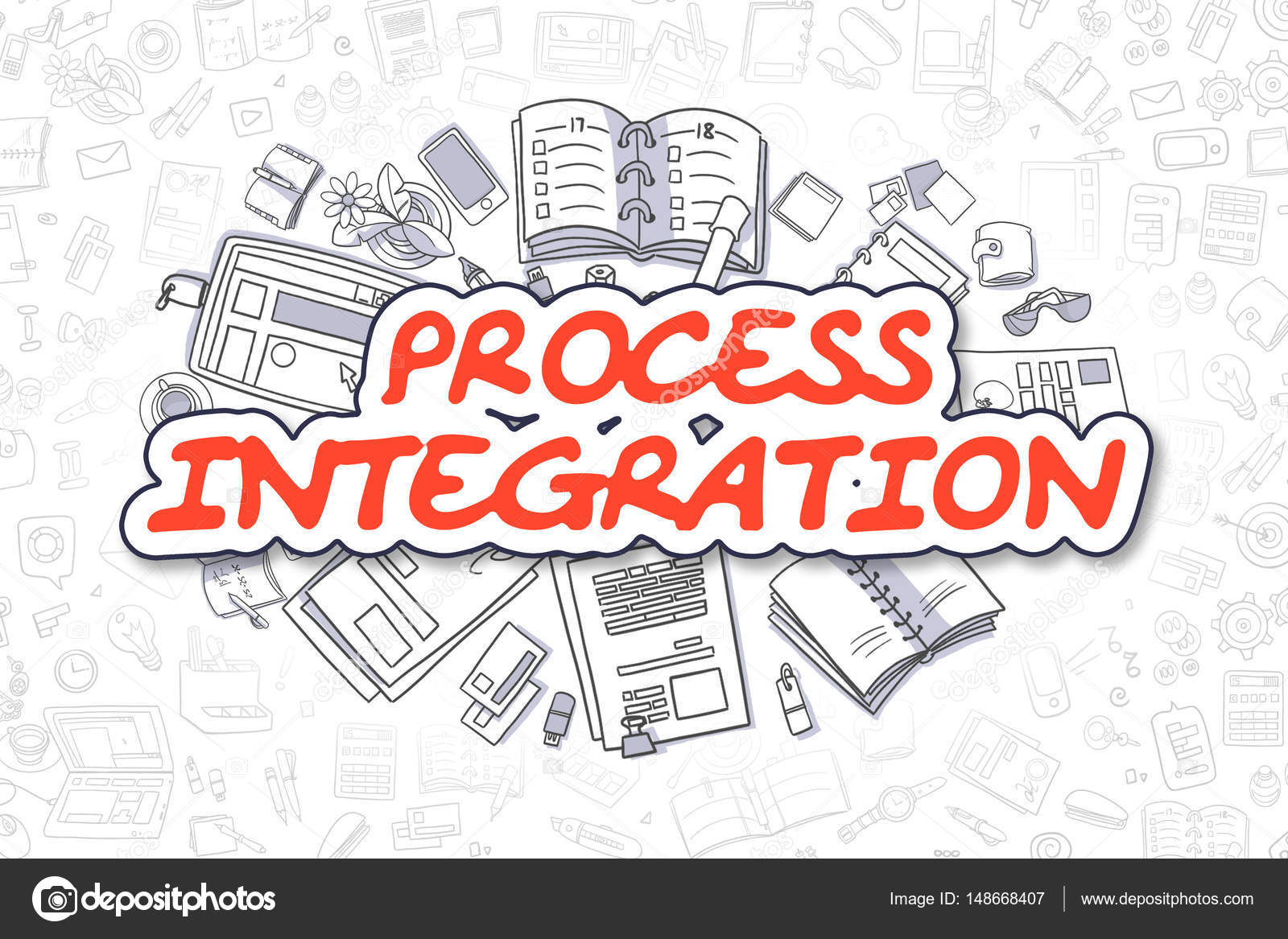 Process Integration - Cartoon Red Word. Business Concept. — Stock Photo ...