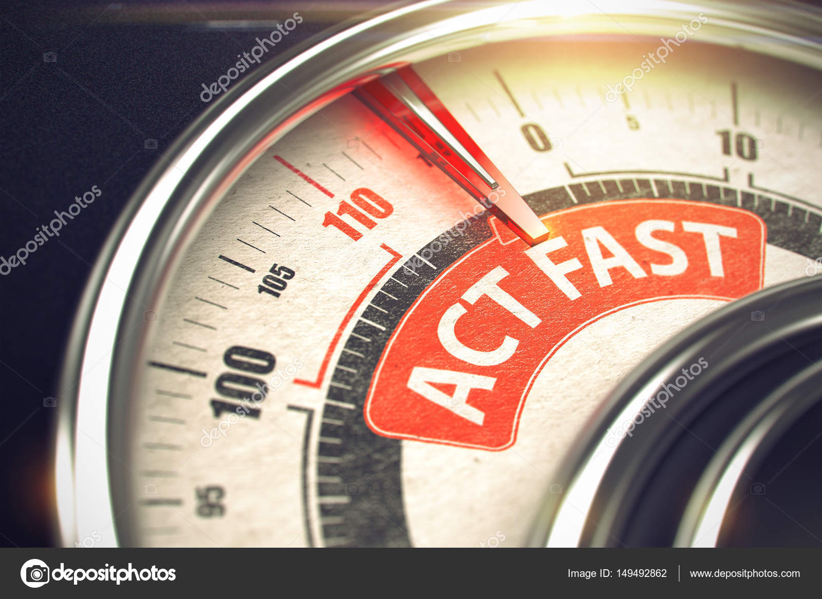 Act Fast - Message on Conceptual Dial with Red Needle. 3D. — Stock ...