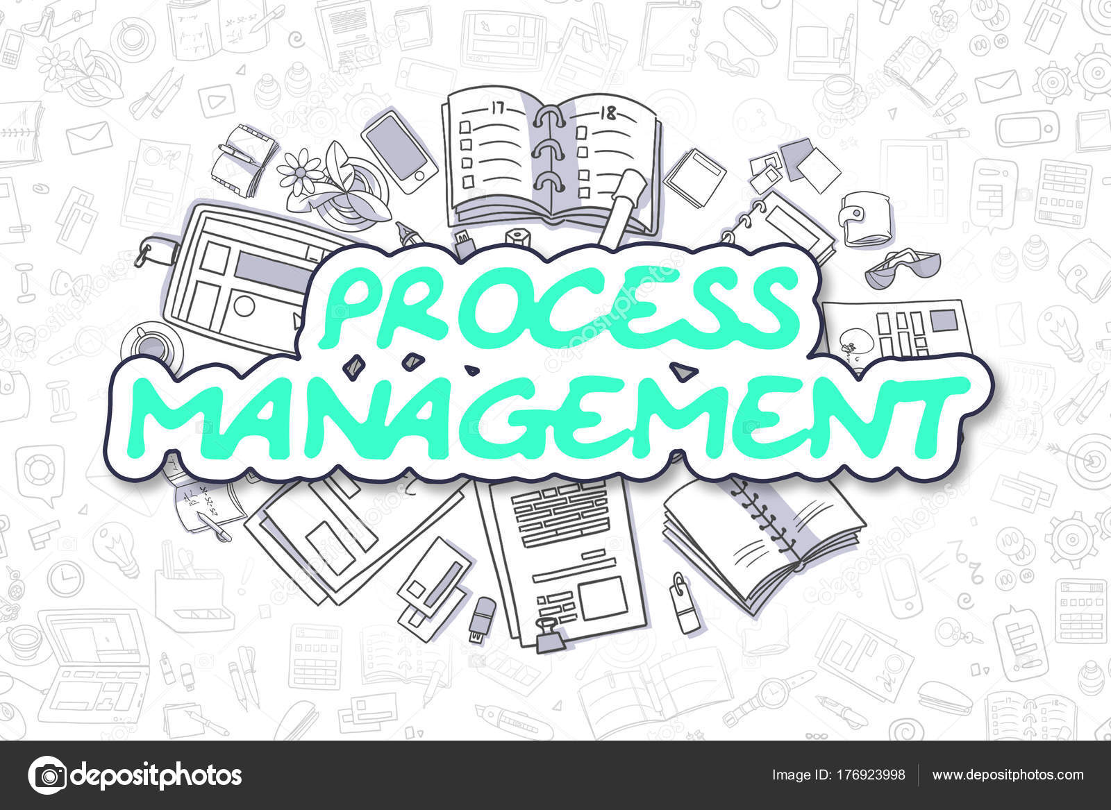 Process Management - Cartoon Green Text. Business Concept. — Stock ...