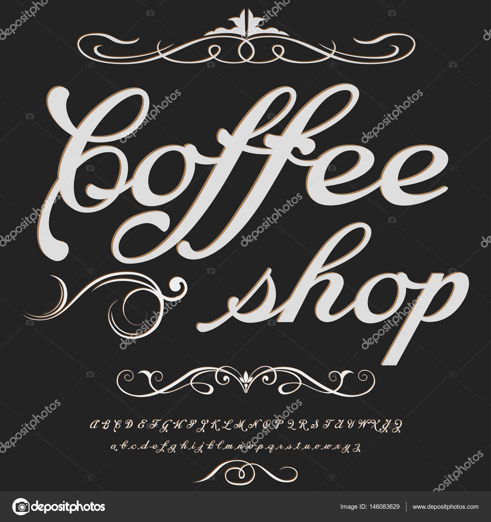 Font vector Script Typeface-Coffee-shop vintage script font Tipo de letra vectorial para ...