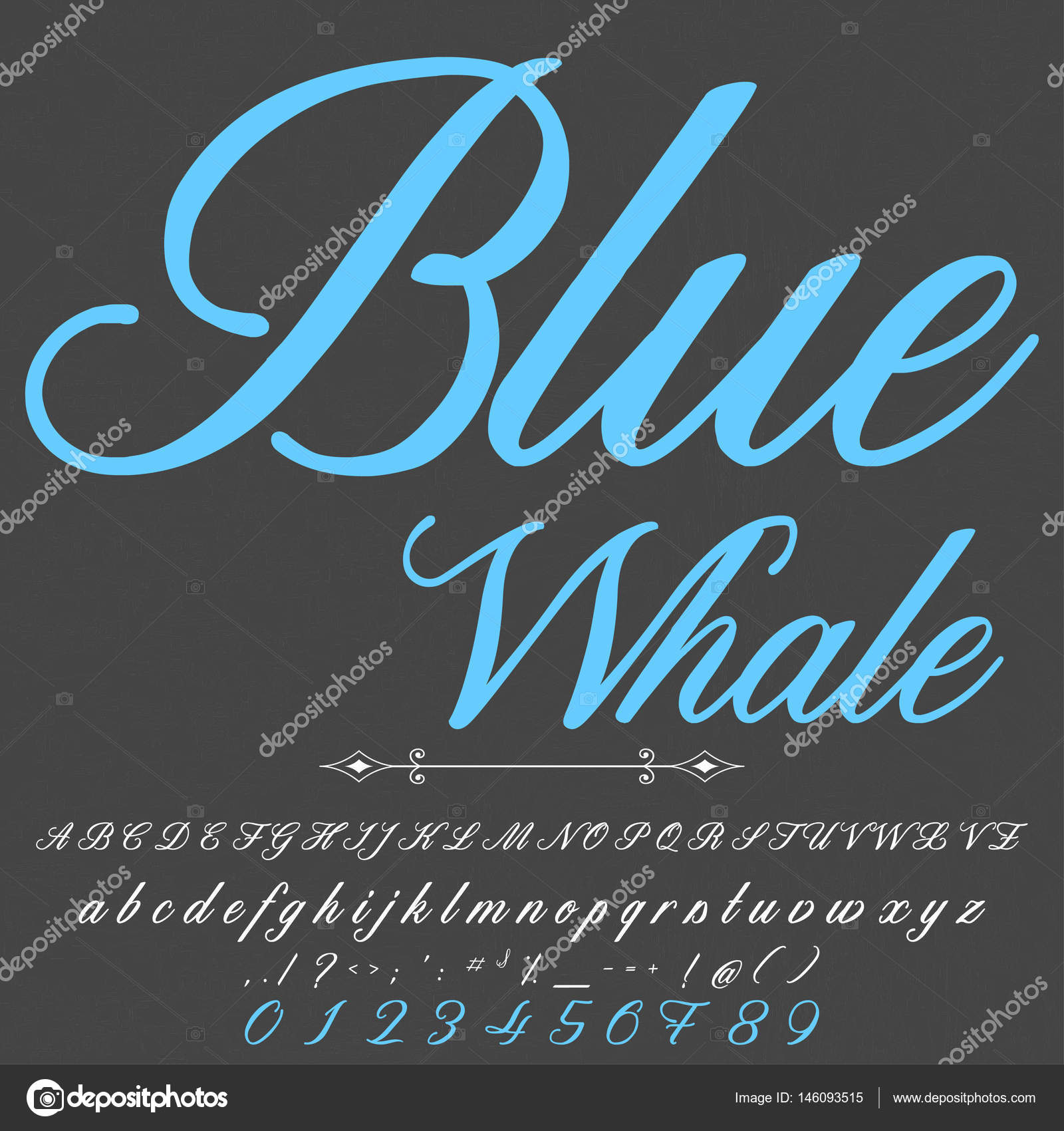 Hand drawn typeface set named blue whale Brush painted characters ...