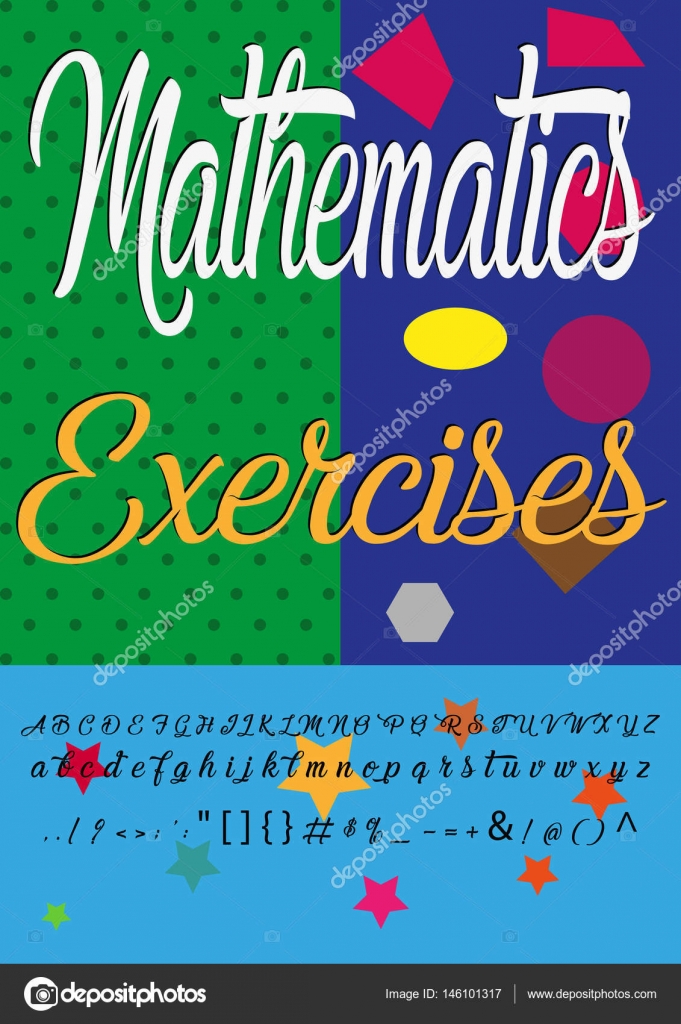 Font script typeface mathematics exercises Brush painted characters ...