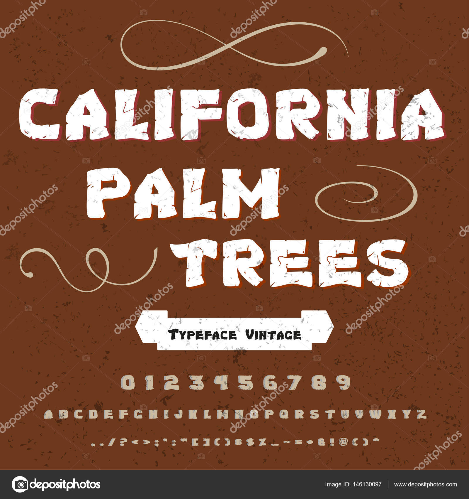 Script Font Typeface vintage- california palm trees script font Vector ...