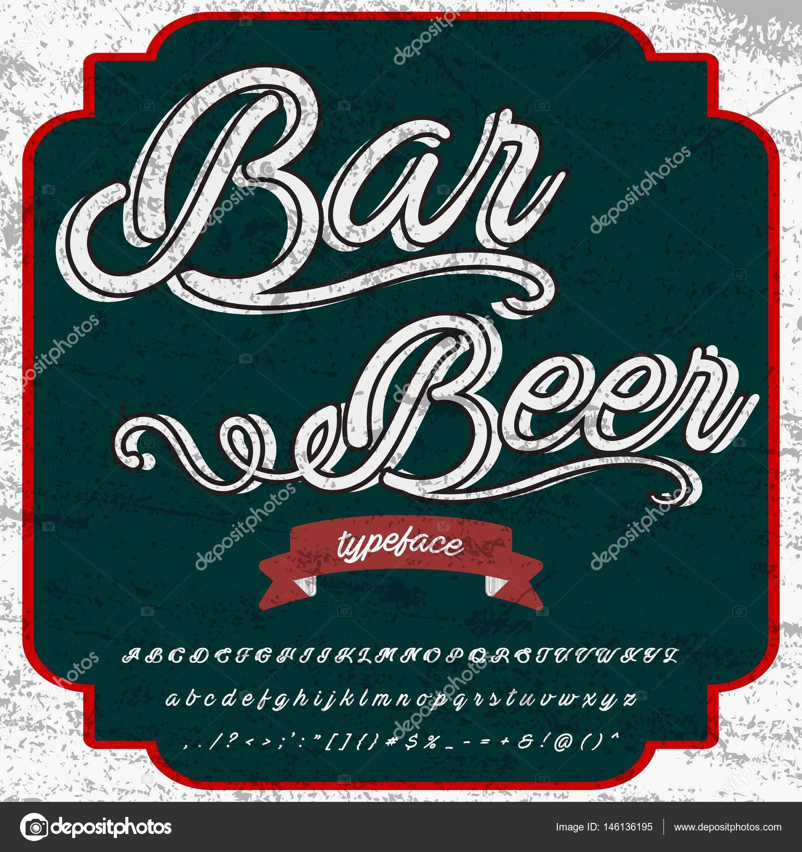 酒吧啤酒脚本字体字体老式脚本字体矢量字体标签和任何类型设计图库矢量图作者：© elnara_balayeva 146136195