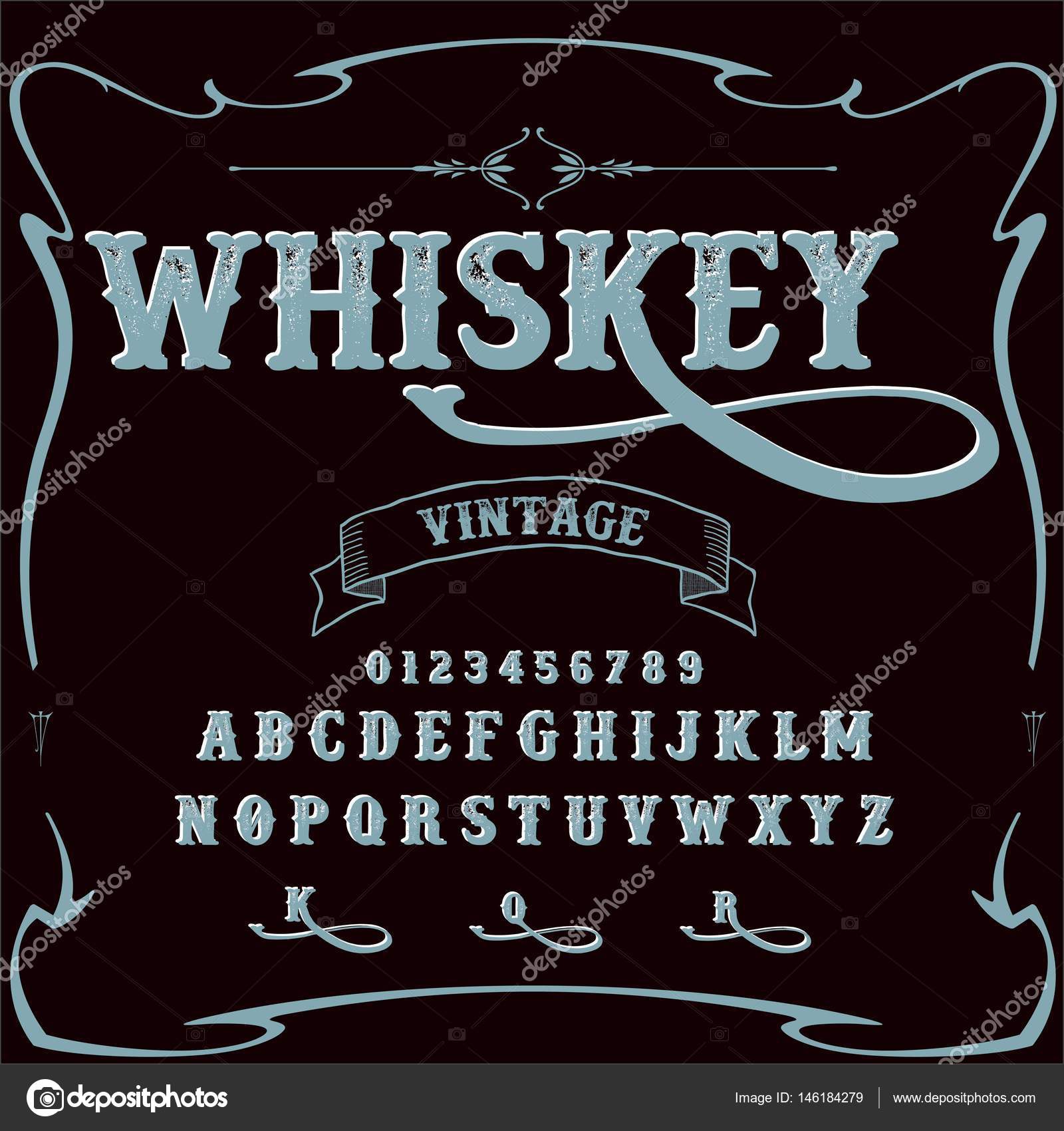 Whiskey Typeface Font Script vintage script- font -Vector typeface for ...
