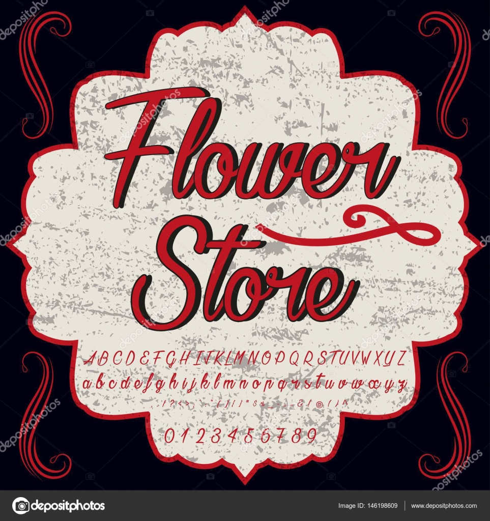 Script Font Typeface flower store vintage script font Vector typeface ...