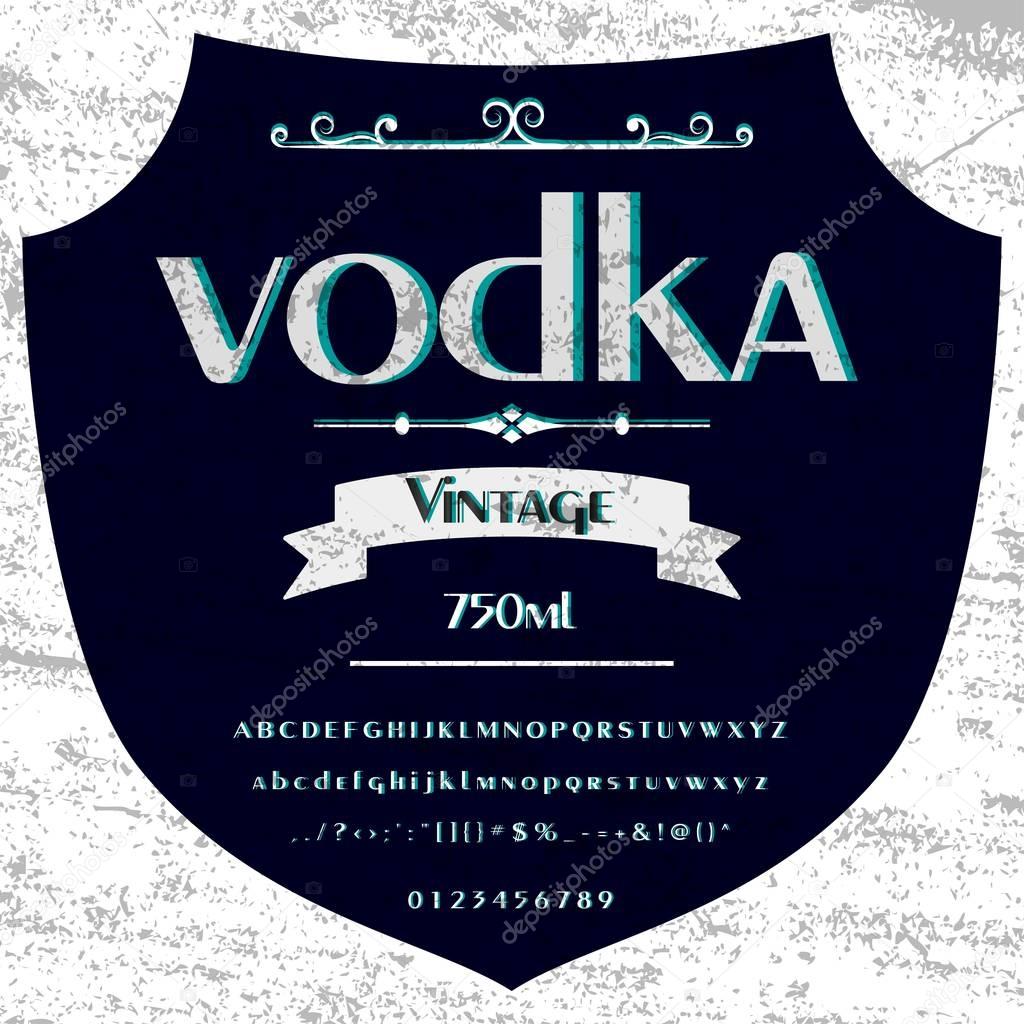 Vodka Font Script Typeface Diseño de etiqueta de marco vintage ...